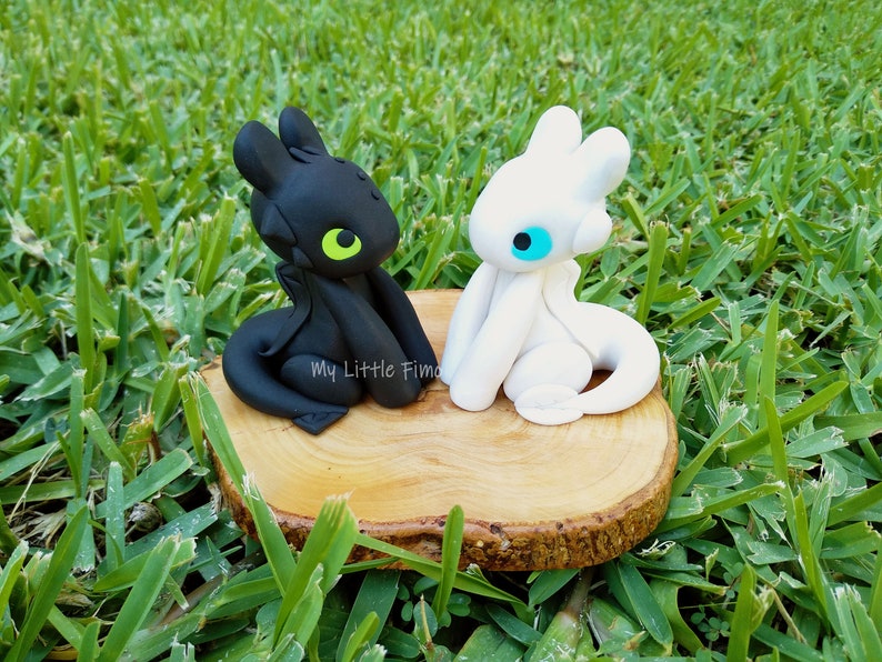Medium Size Cake Topper Dragon Couple Night Dragon Figure | Etsy
