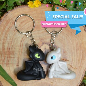 Night Dragon Keychain - Light Dragon - Black Dragon - White Dragon ...