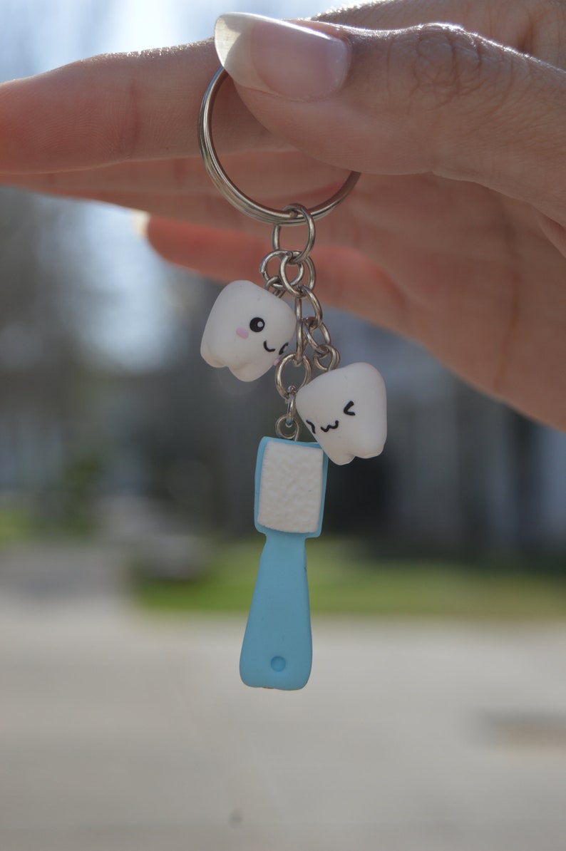 Keychain Toothbrush Teeth - Keychain Dentist - Dentist Gift - Polymer ...
