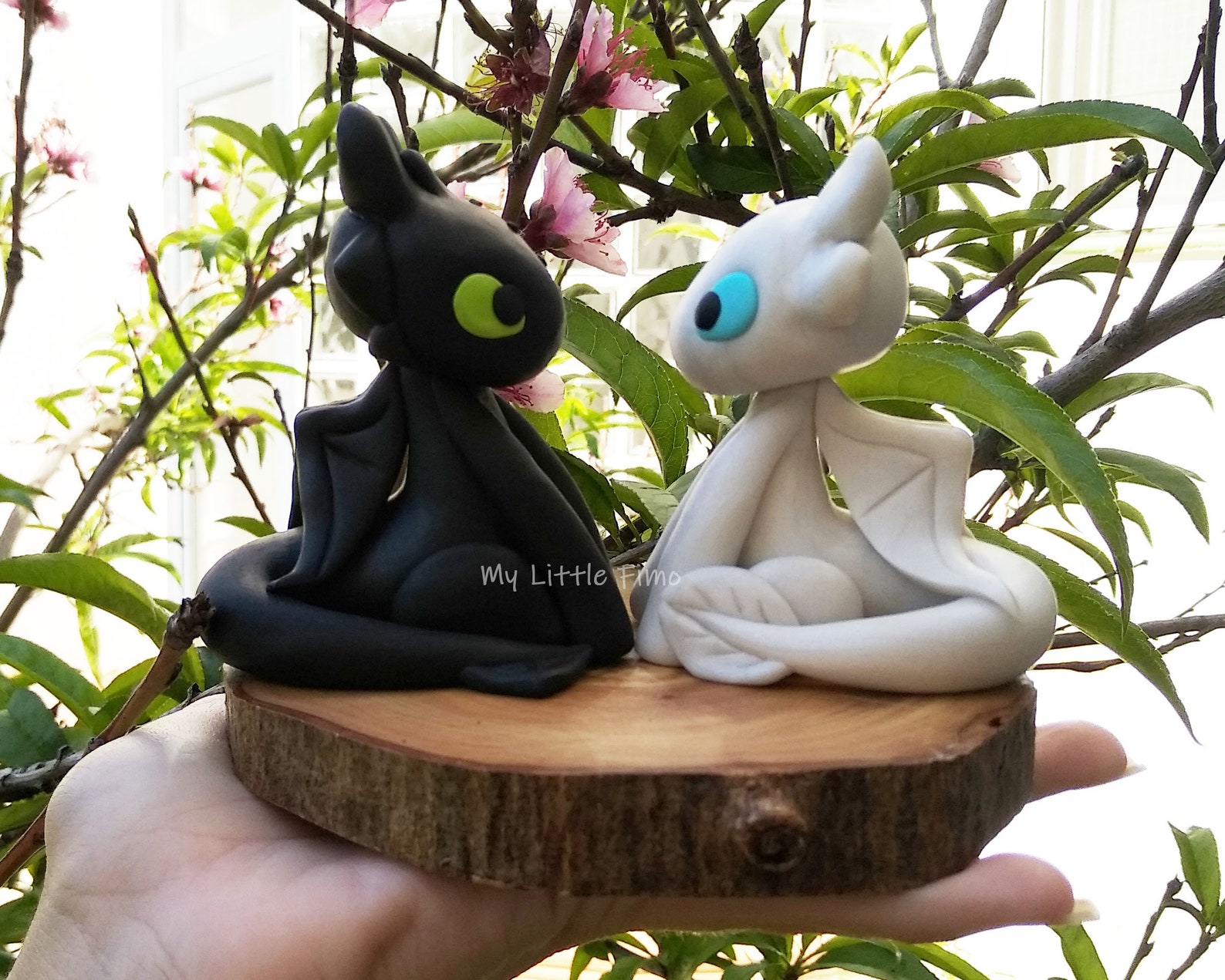 Large Cake Topper – Dragon Couple Figure – Black Night Dragon & Light ...