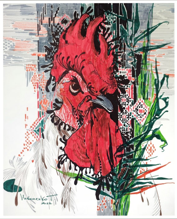 Hahn Kämpfer 2022 Hahn Zeichnung DigitalDruck Download - Etsy