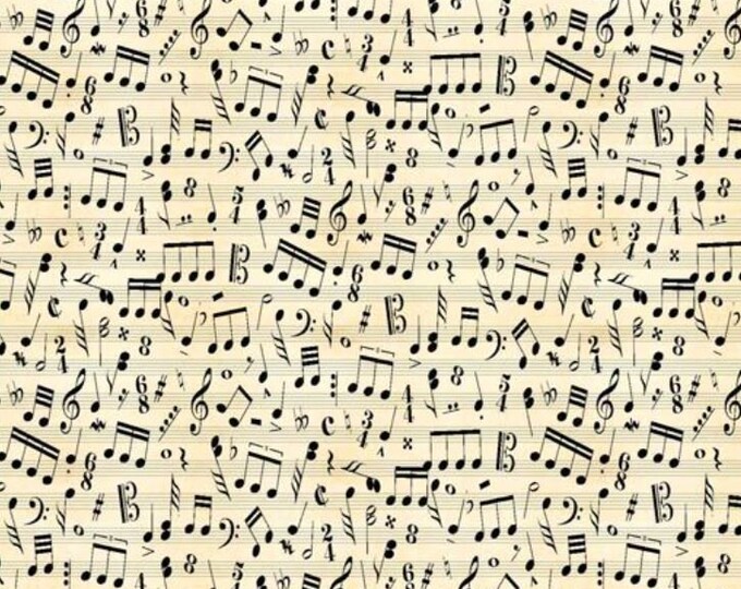 Fat Quarter - Retro Music - Music Notes on Beige Cotton Fabric - Etsy
