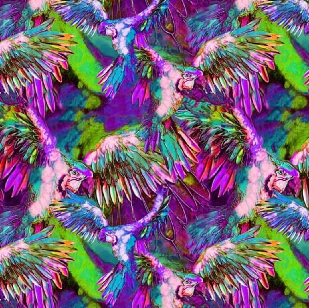 Parrot Pandemonium Macaw Patterning Magenta Cotton Fabric 110cm Wide ...