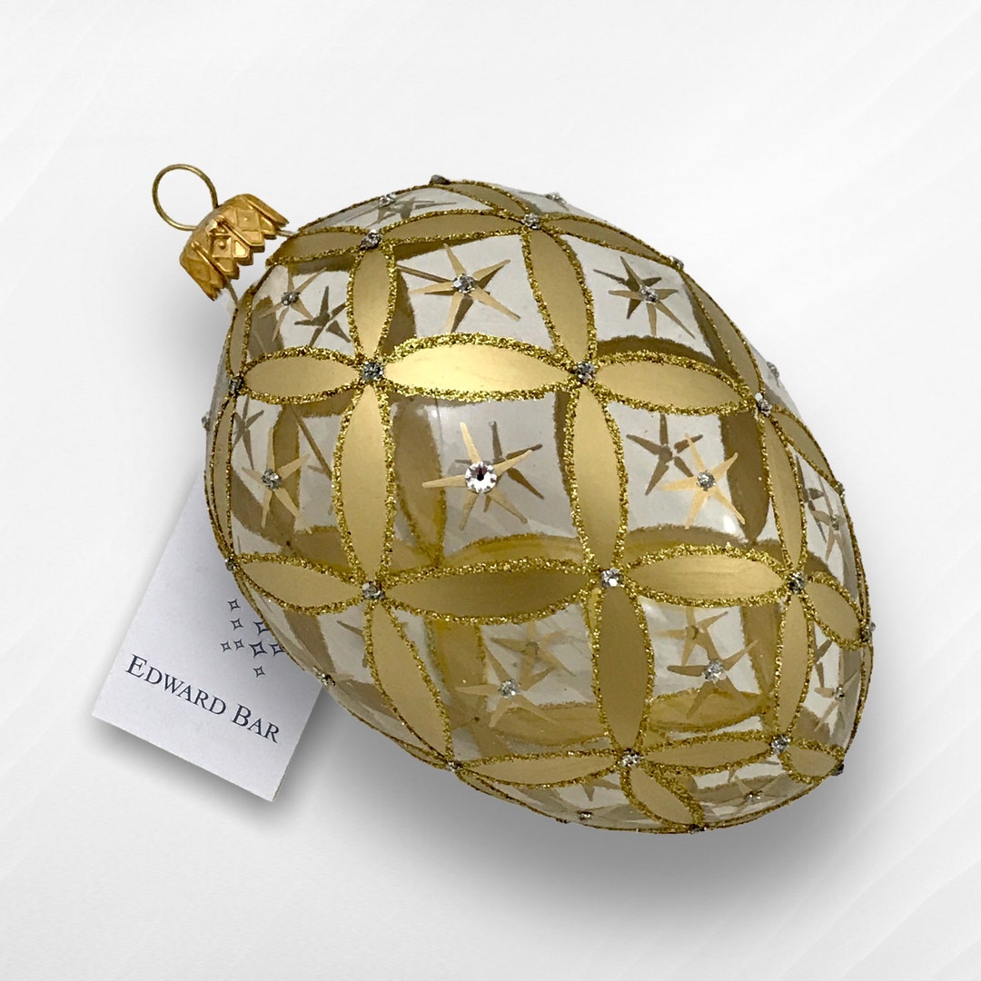 Transparent Egg | Stars | Hand-blown Glass Christmas Tree Ornament ...