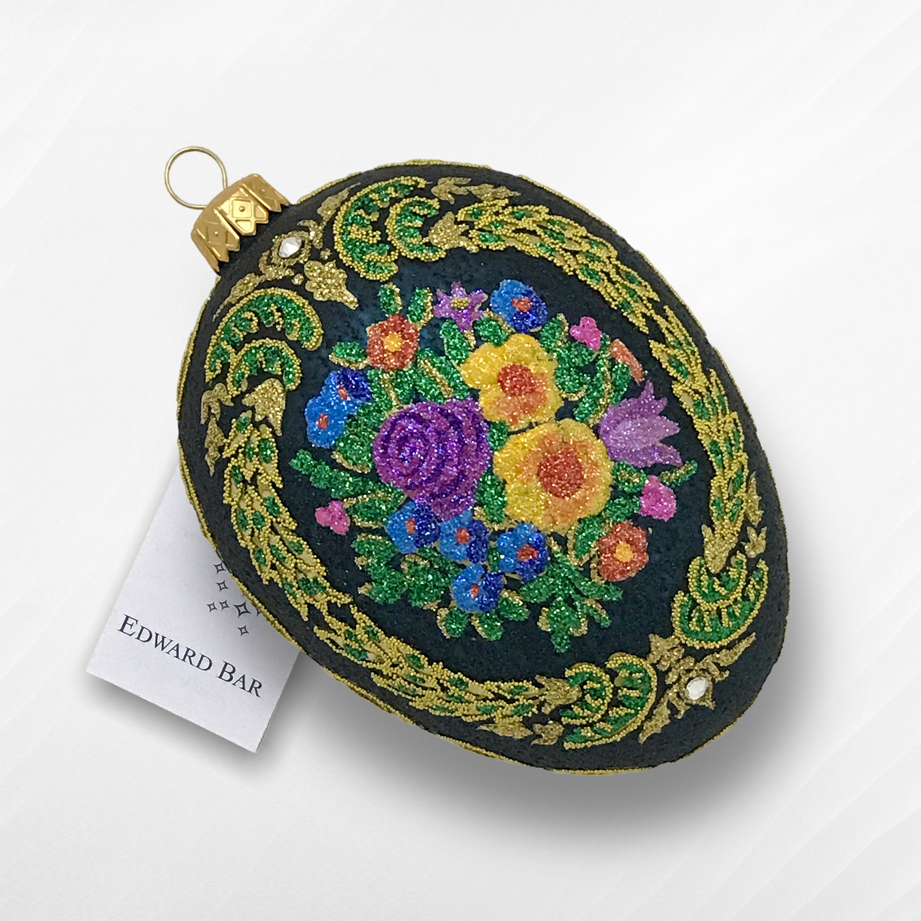 Indigo Egg, Flower Wreath, Glass Christmas Tree Ornament, Eggs Faberge ...