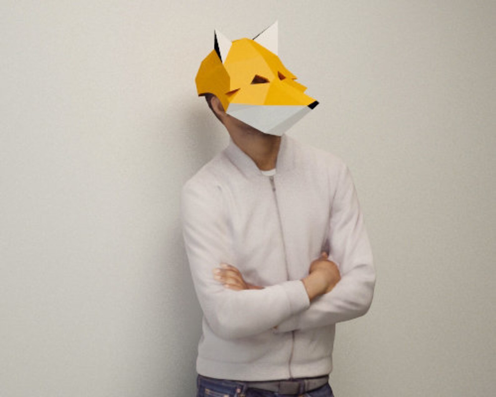 DIY Paper Fox Mask Make your own animal mask low poly | Etsy