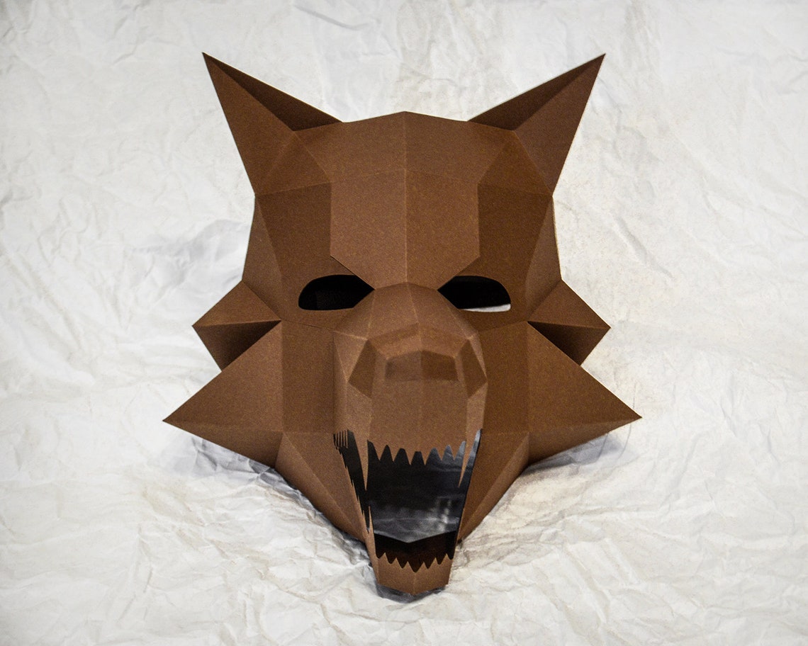 DIY Paper Wolf mask digital Papercraft PDF template low poly | Etsy