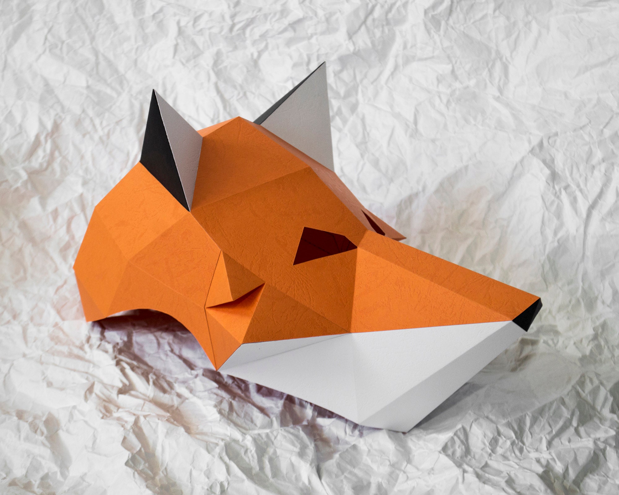 DIY Paper Fox Mask Make your own animal mask low poly | Etsy