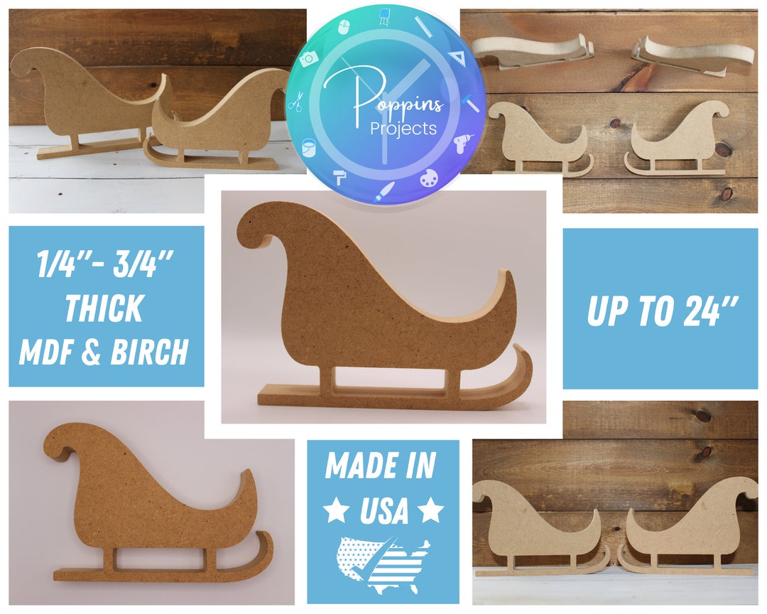 DIY Unfinished Wood Christmas Sleigh Shape Cutout Blank, DIY Wreath ...