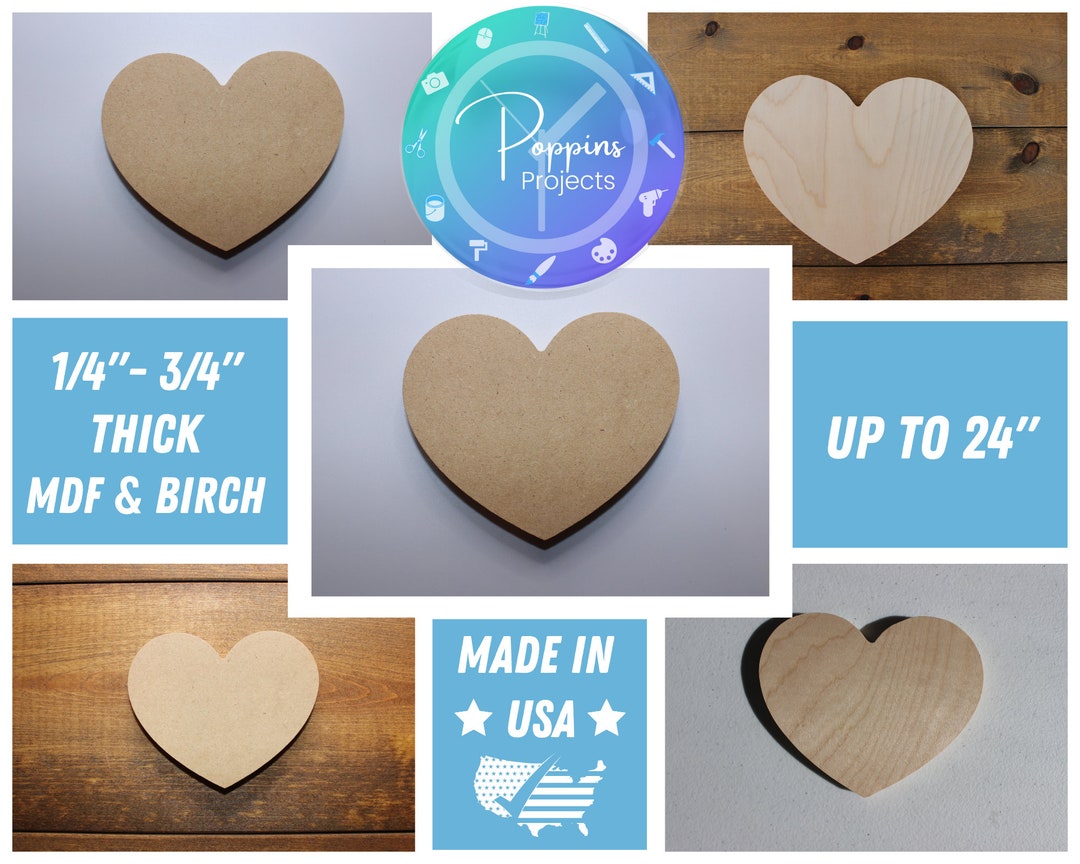 DIY Unfinished Wood Heart Shape Cutout Blank, DIY Wreath Accessory ...