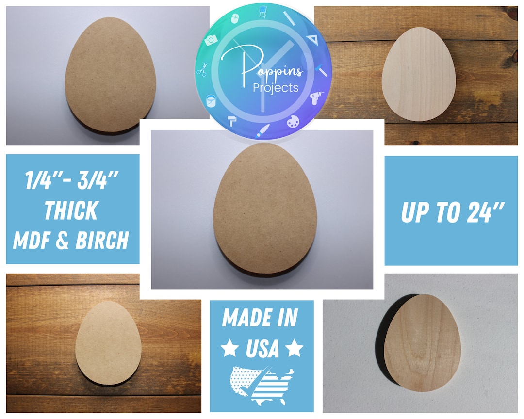 DIY Unfinished Wood Egg Shape Cutout Blank, DIY Wreath Accessory ...