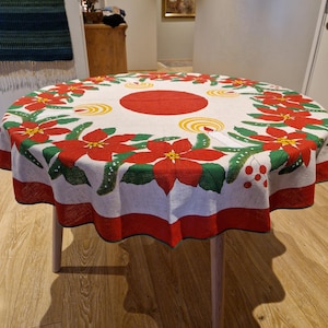 Vintage Christmas Tablecloth | Retro Christmas Tablecloth | Nordic ...