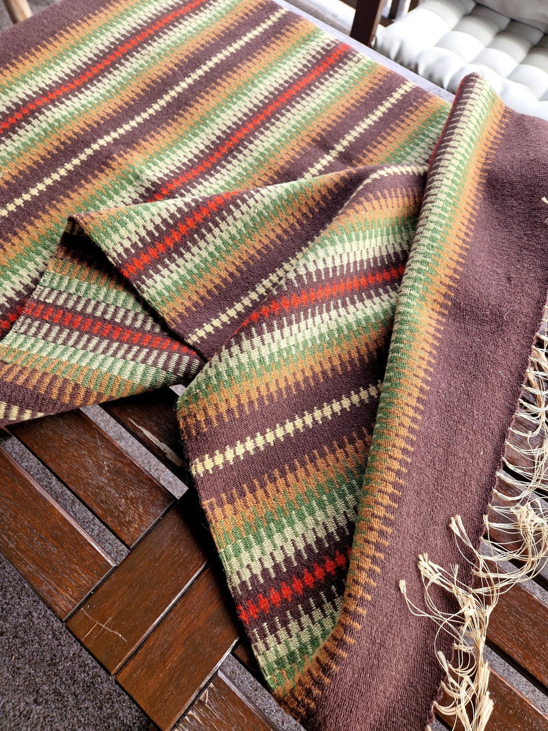 Large Vintage Tapestry Traditional Norwegian Rug Woven Wool Table ...