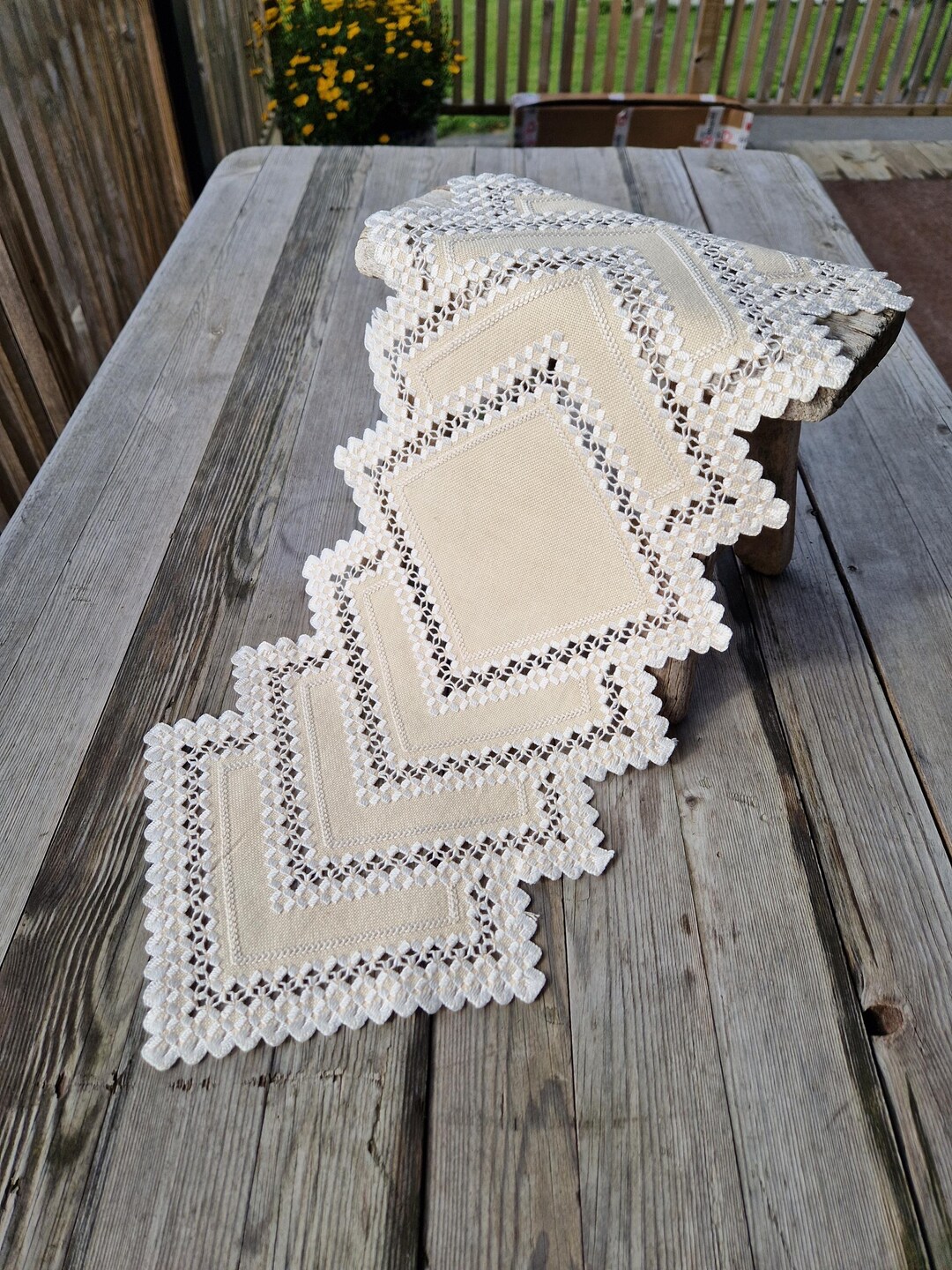 Vintage Norwegian Table Runner Hardanger Embroidered Norwegian Lace ...