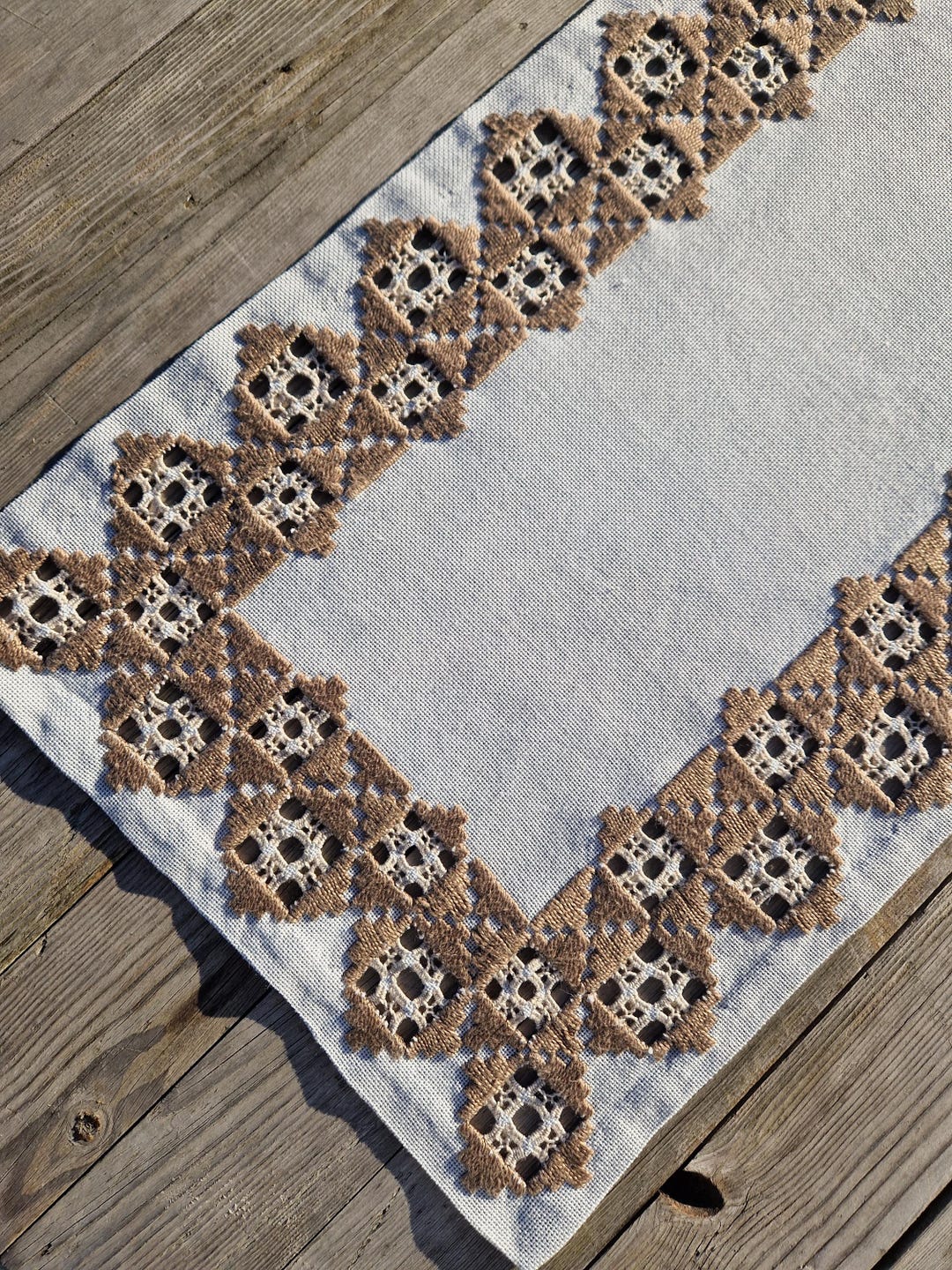 Vintage Norwegian Table Runner Hardanger Embroidered Norwegian Lace ...