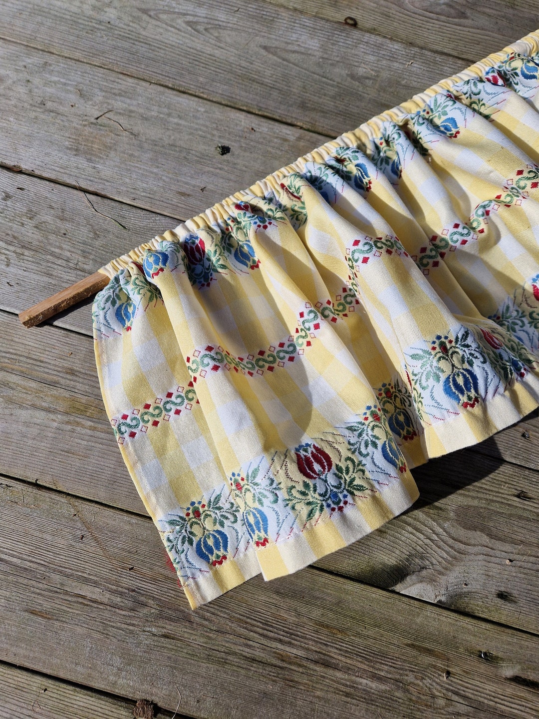 Vintage Cafe Curtain Vintage Kitchen Curtain Fabric Valance Half ...