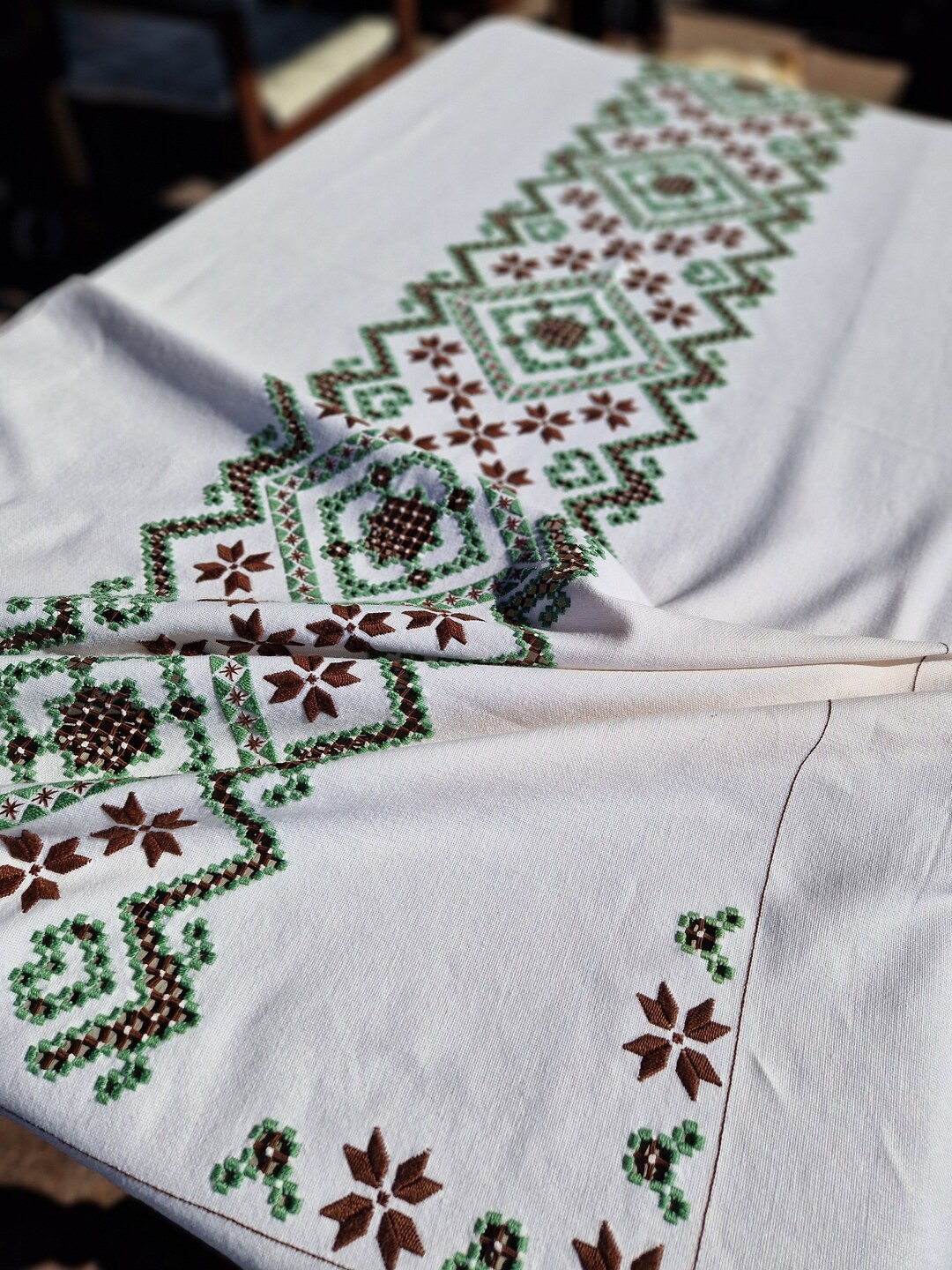 Vintage Embroidered Tablecloth | Hardanger Embroidery | Norwegian ...