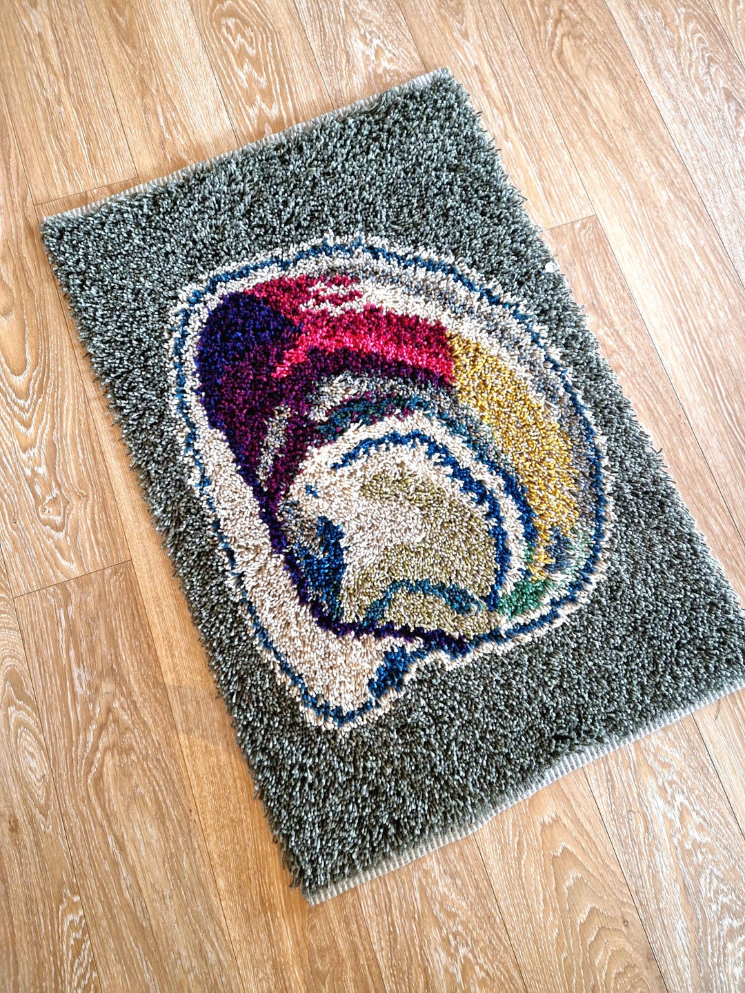 Vintage Handwoven Rya Rug | Frida Holm Knudtzon | Hand Knotted Wool Rug ...