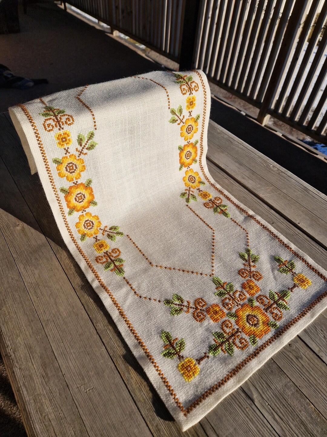 Vintage Embroidered Table Runner | Wool Table Runner | Hygge Decor ...