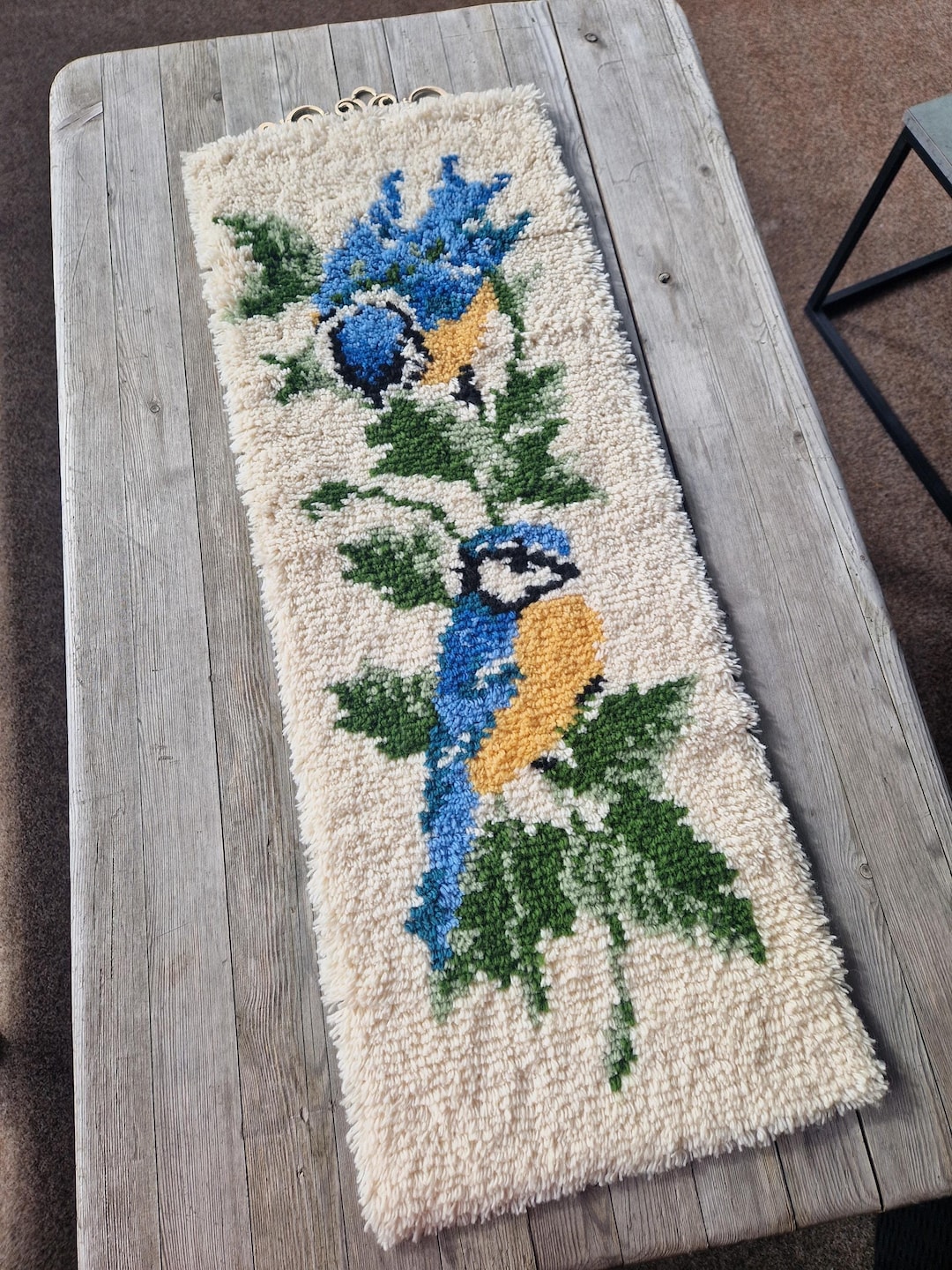 Hand Knotted Rya Rug | Vintage Scandinavian | Mounted Shaggy Wall ...
