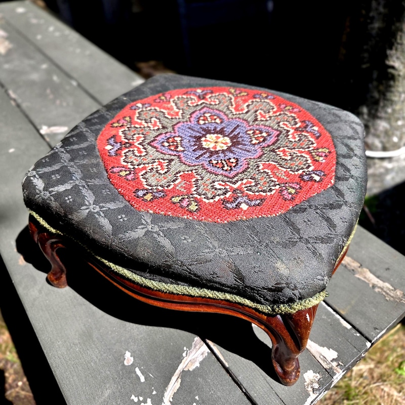Antique Embroidered Stool - Etsy
