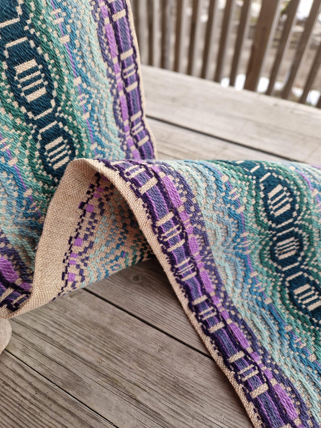 Vintage Woven Runner Handwoven Overshot Table Runner Norwegian Table ...