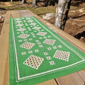 Vintage Embroidered Table Runner Norwegian Hardanger Traditional ...