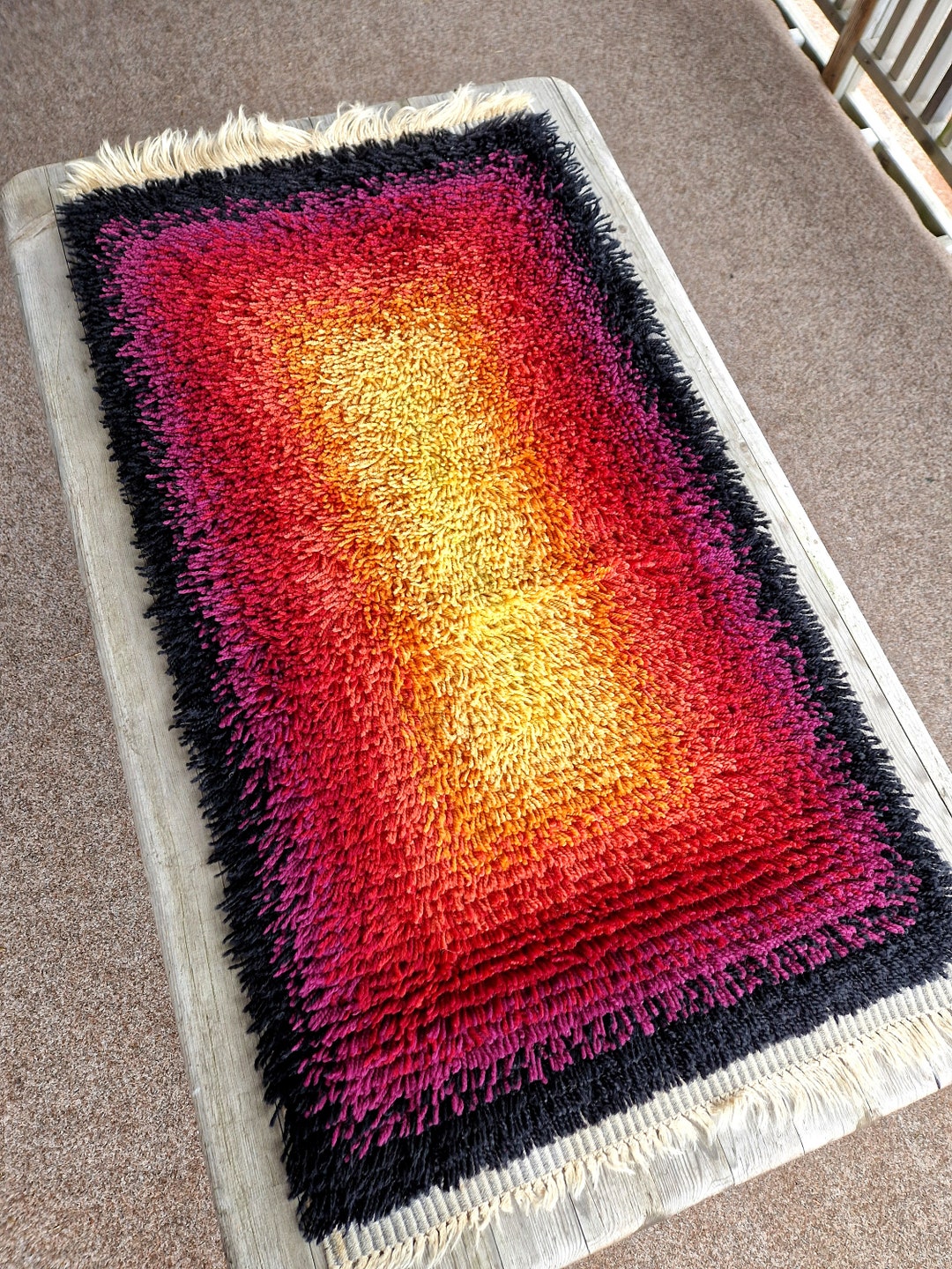 Vintage Handwoven Rya Rug Frida Holm Knudtzon Hand Knotted Wool Rug ...