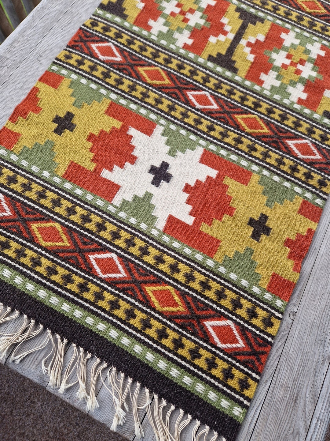 Norwegian Vintage Table Runner Handwoven Nordic Textile Wool Fiber Art ...