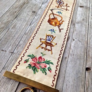 Vintage Embroidered Bell Pull Wool Tapestry Dutch Folk Art European ...