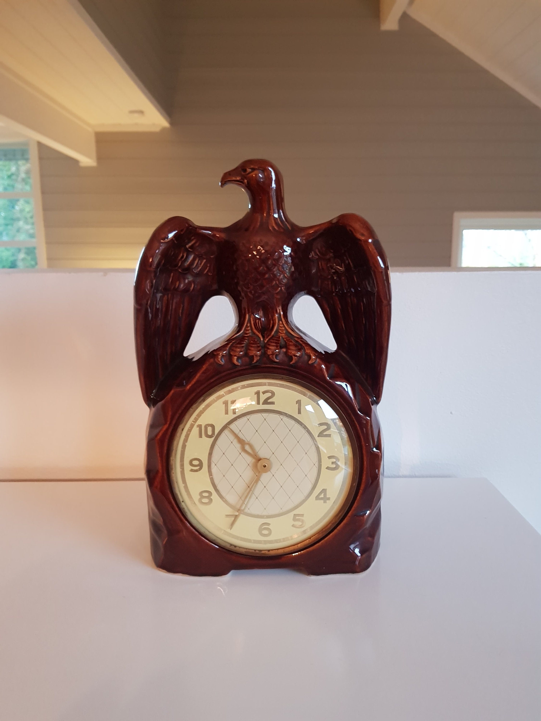 Antique Norwegian Ceramic Eagle Clock Fully Restored Mantel | Etsy