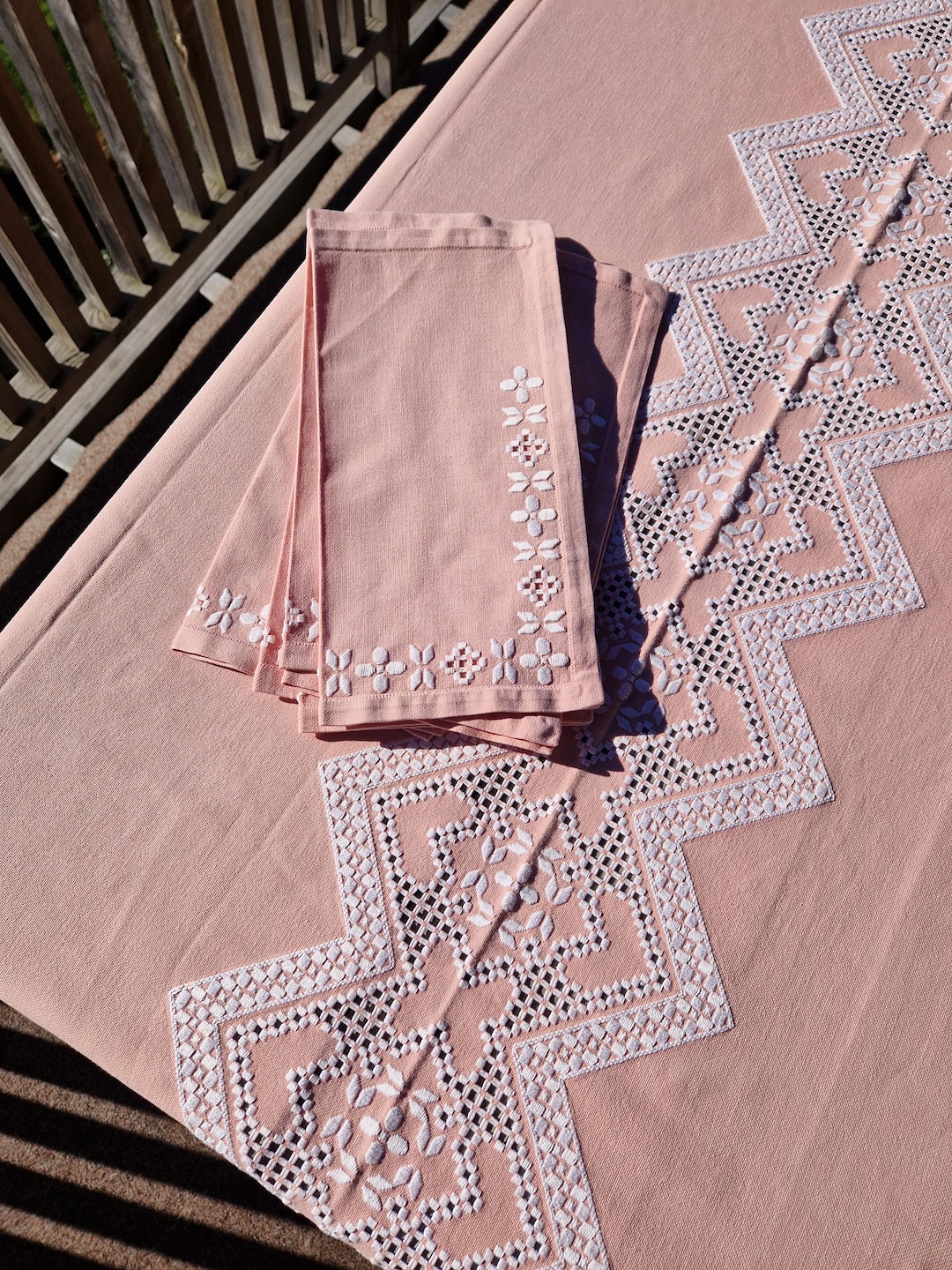 Vintage Embroidered Tablecloth | Hardanger Embroidery | Norwegian ...