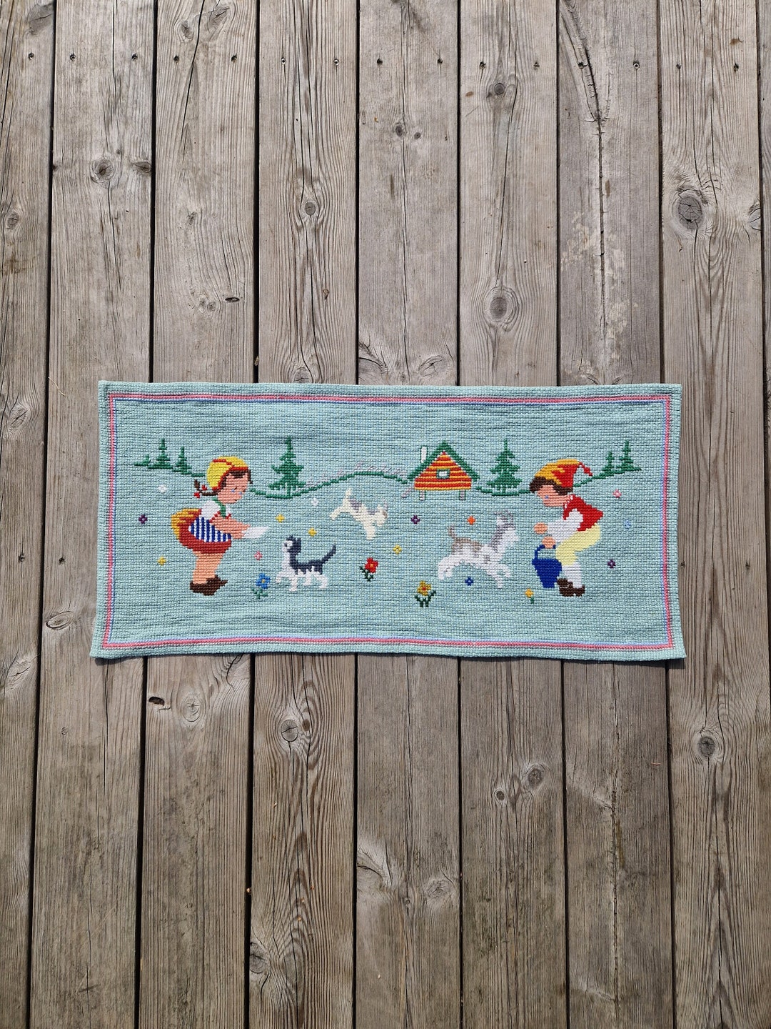 Norwegian Vintage Table Runner Embroidered Table Runner Dresser Runner ...