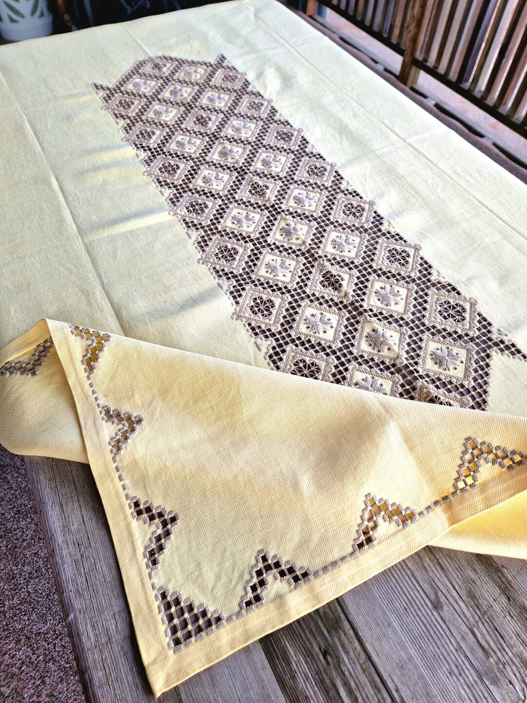 Vintage Embroidered Tablecloth Hardanger Embroidery Norwegian ...