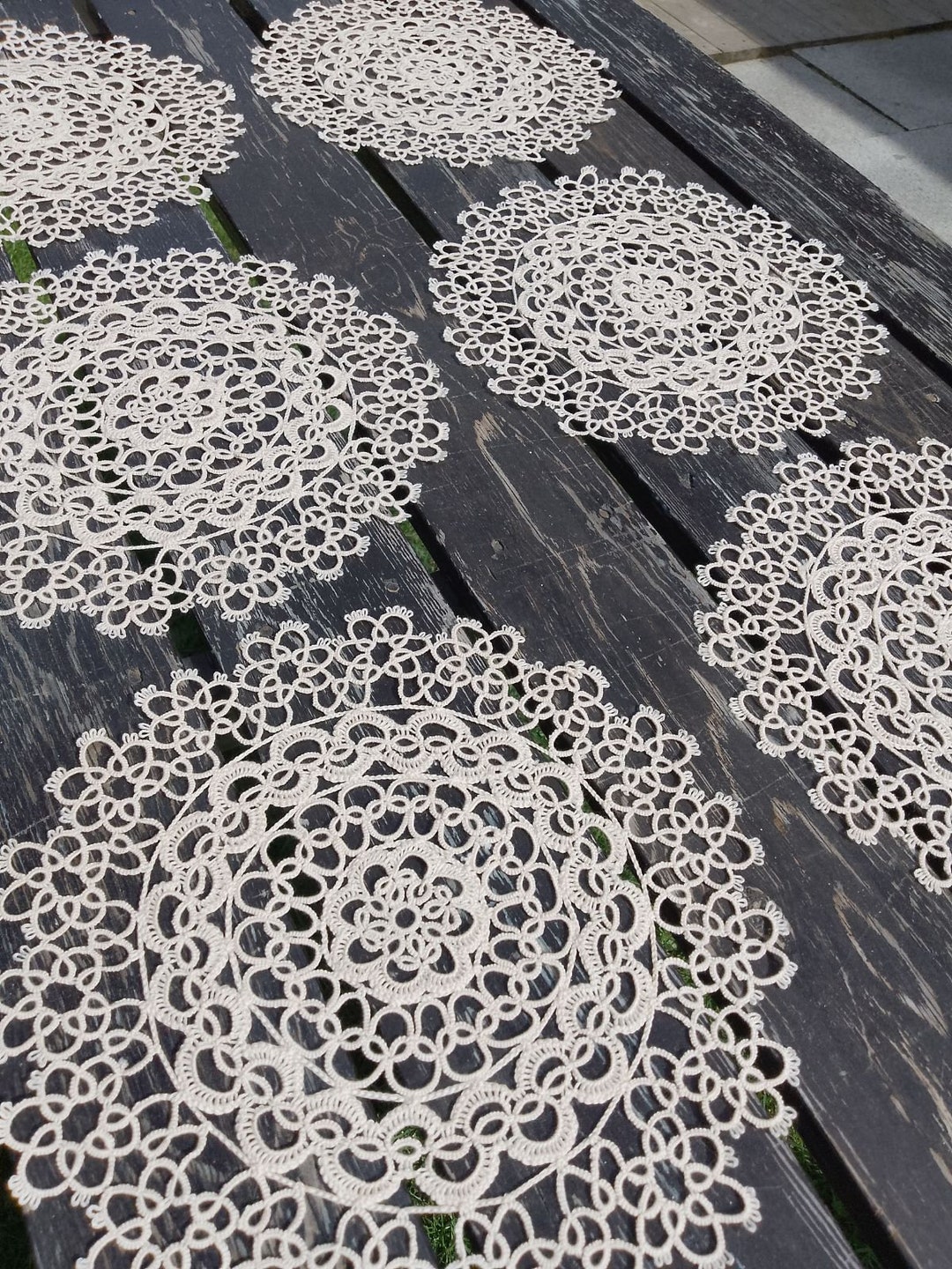 Handmade Tatted Lace Coasters - Set of 6 Beige Cotton Doilies - Etsy