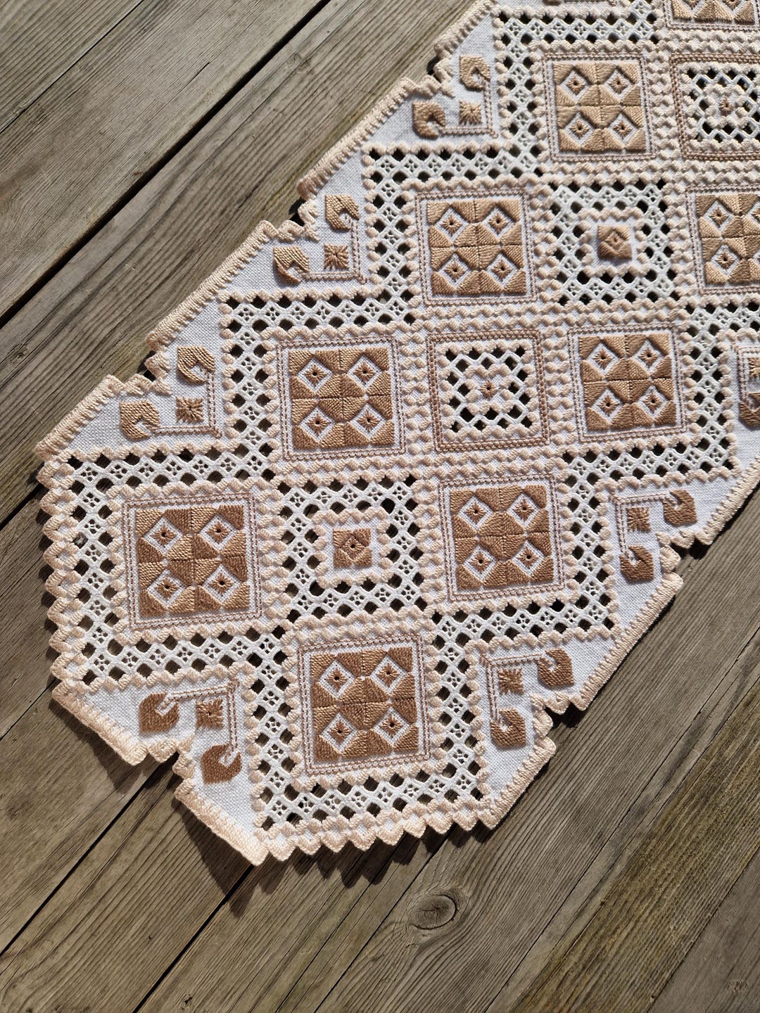 Norwegian Hardanger Runner | Hand Embroidered Linen | Vintage Table ...