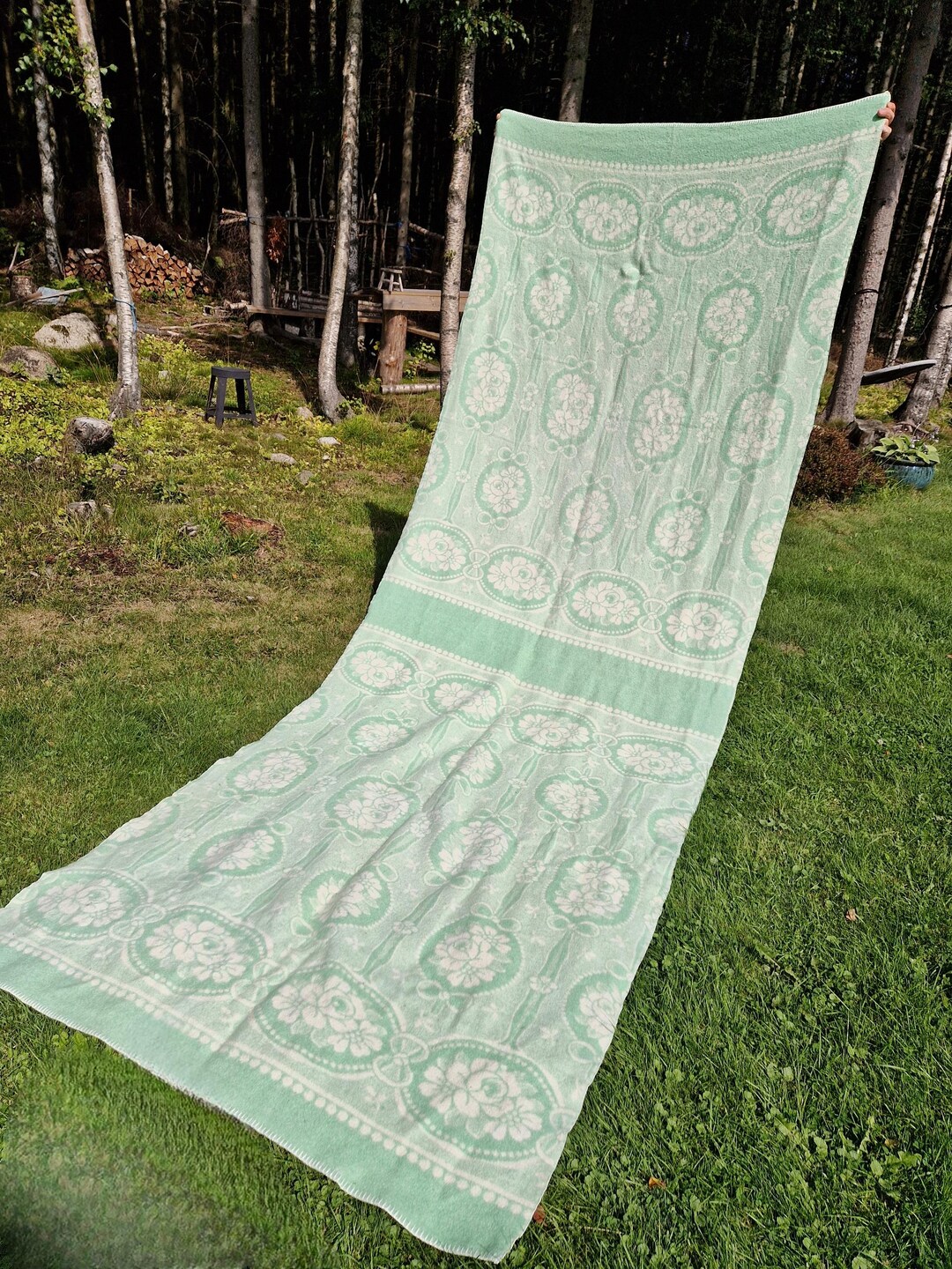 Retro Wool Blanket Double Weave Blanket Floral Blanket Nordic Blanket ...
