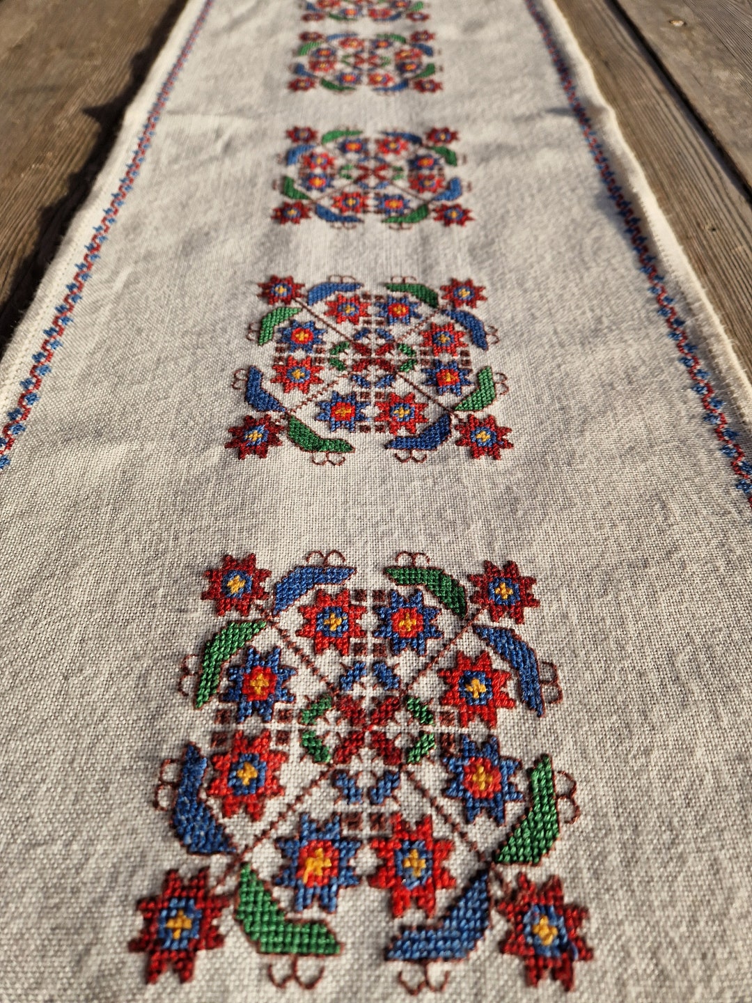 Vintage Embroidered Table Runner Nordic Table Runner Floral Table ...