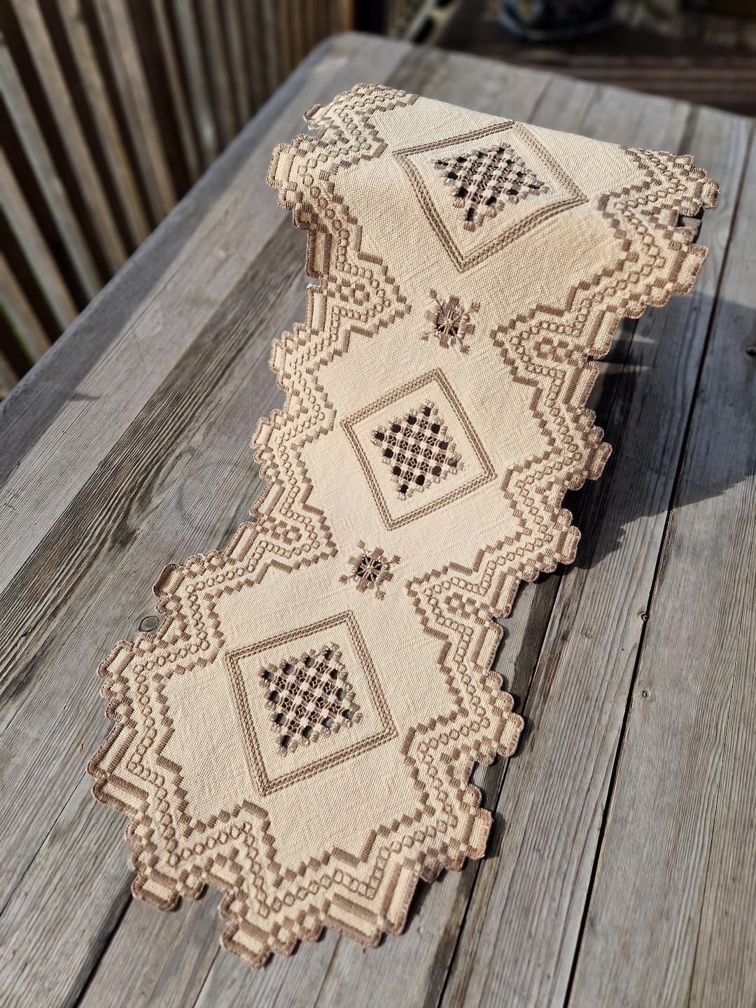 Vintage Norwegian Table Runner Hardanger Embroidered Norwegian Lace ...