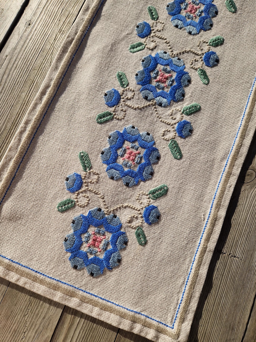 Vintage Embroidered Table Runner | Nordic Table Runner | Geometric ...