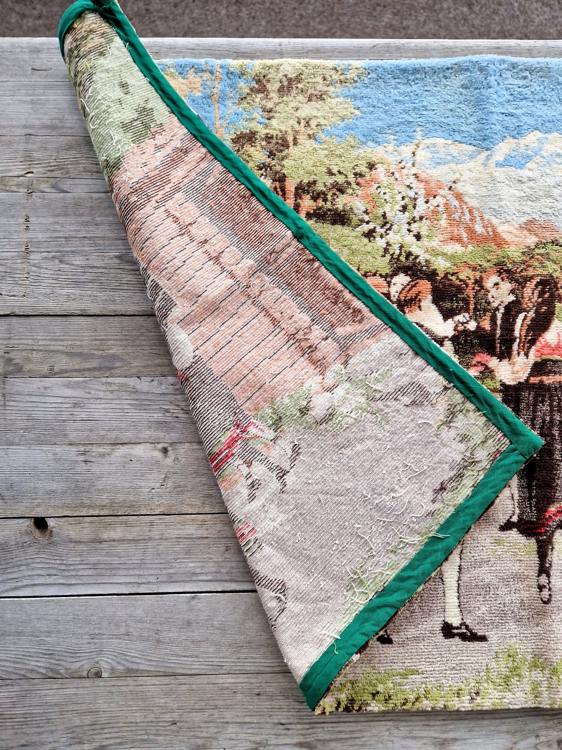 Vintage Norwegian Flossa Rug | Folk Dance Wool Wall Tapestry ...