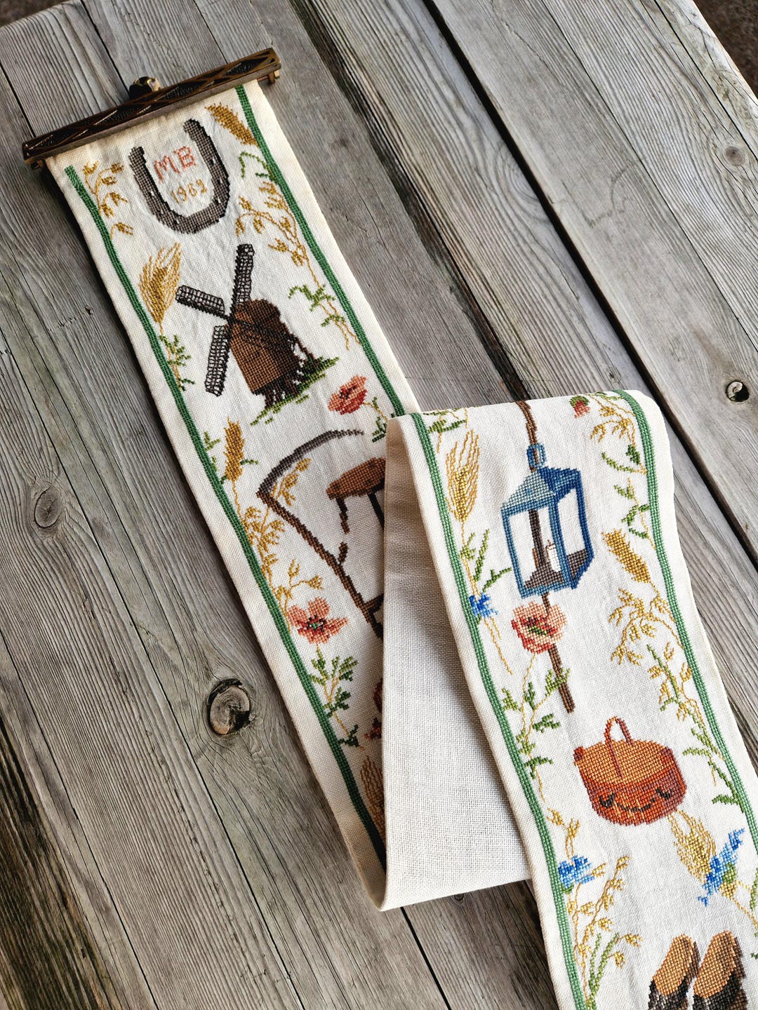 Vintage Embroidered Bell Pull | Wool Tapestry | Dutch Folk Art ...