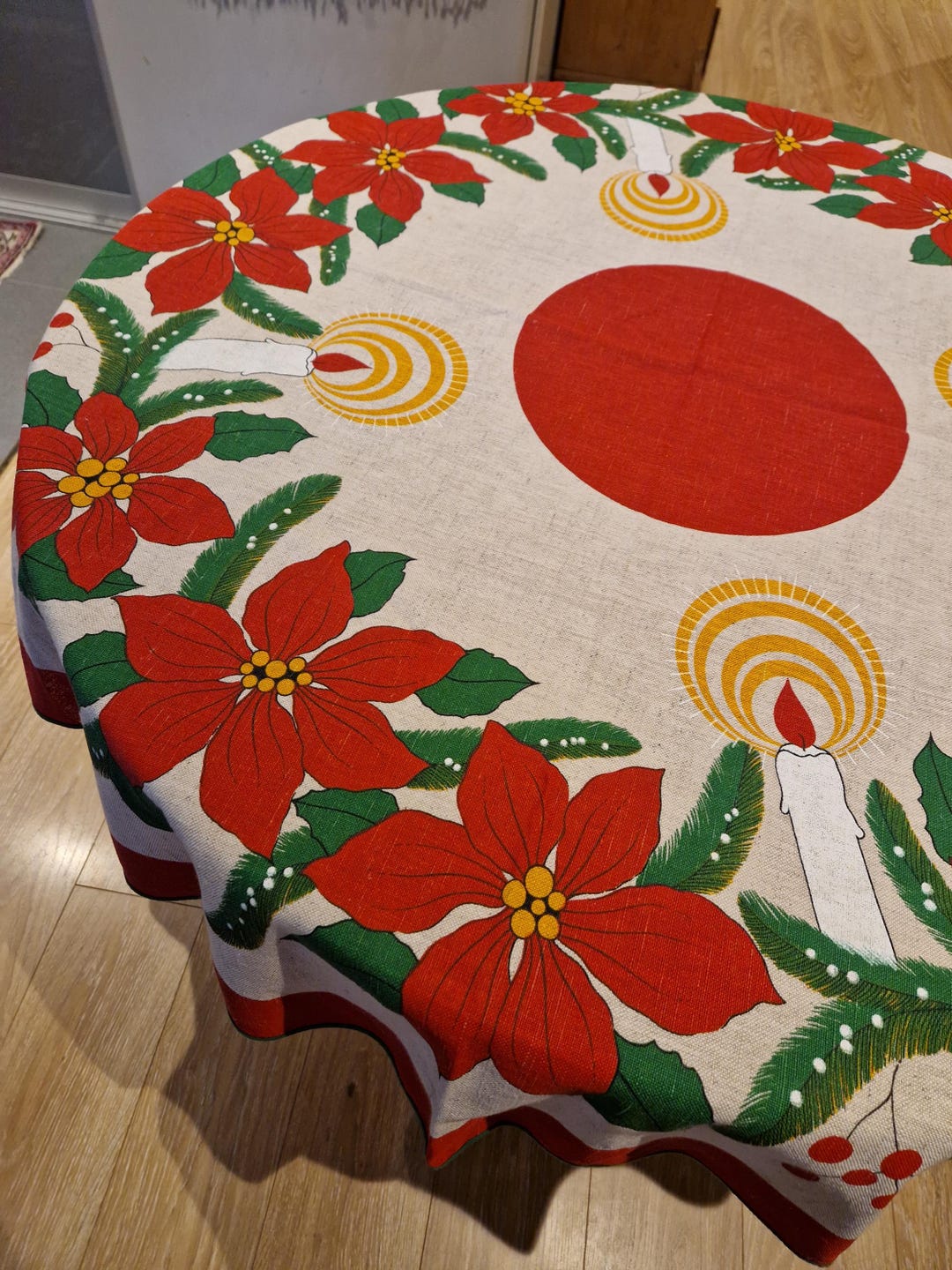 Vintage Christmas Tablecloth | Retro Christmas Tablecloth | Nordic ...