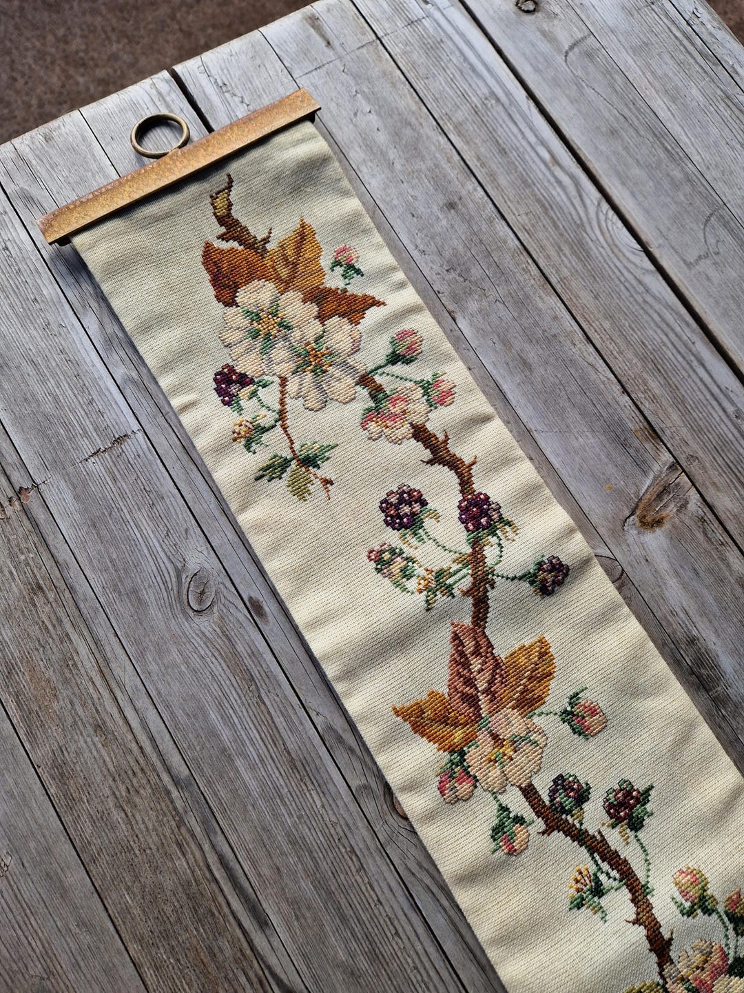 Vintage Embroidered Tapestry | Embroidered Wall Hanging | Tapestry Bell ...