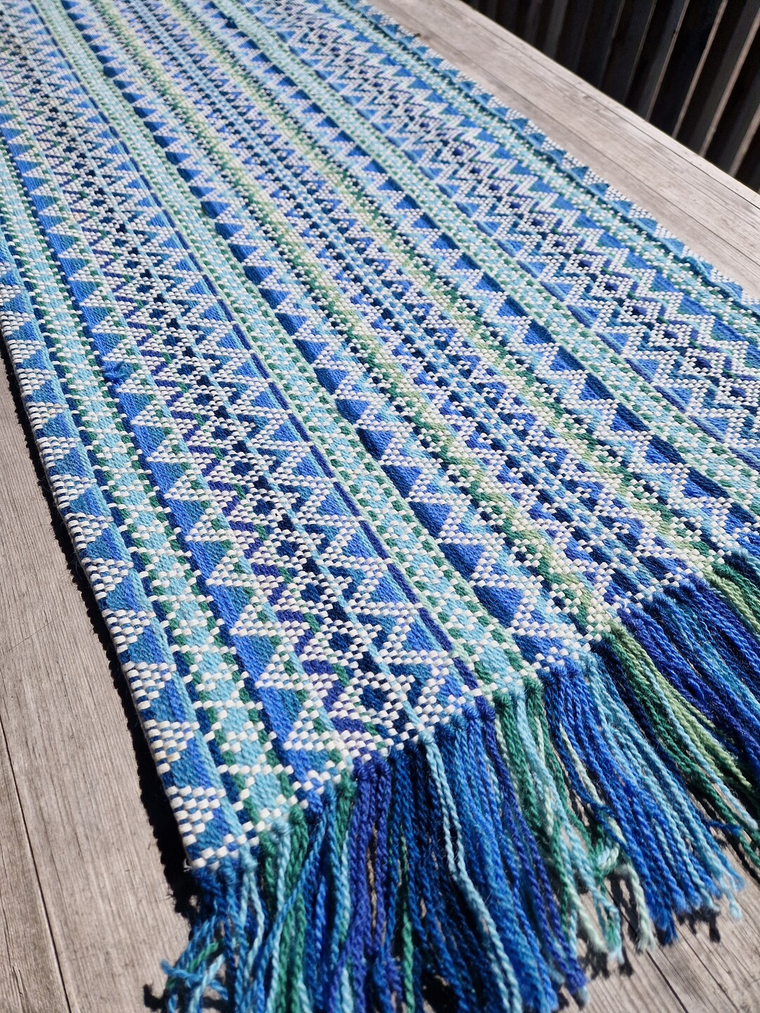 Vintage Handwoven Table Runner | Overshot Table Runner | Vintage Table ...