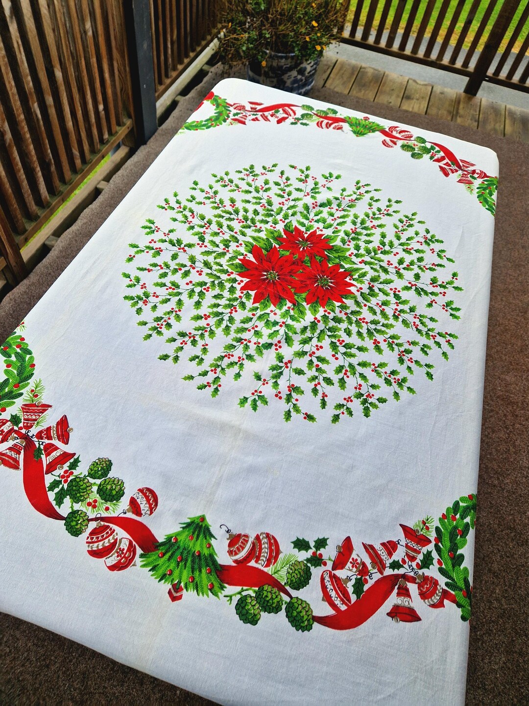 Vintage Christmas Tablecloth | Retro Christmas Linens | Nordic ...