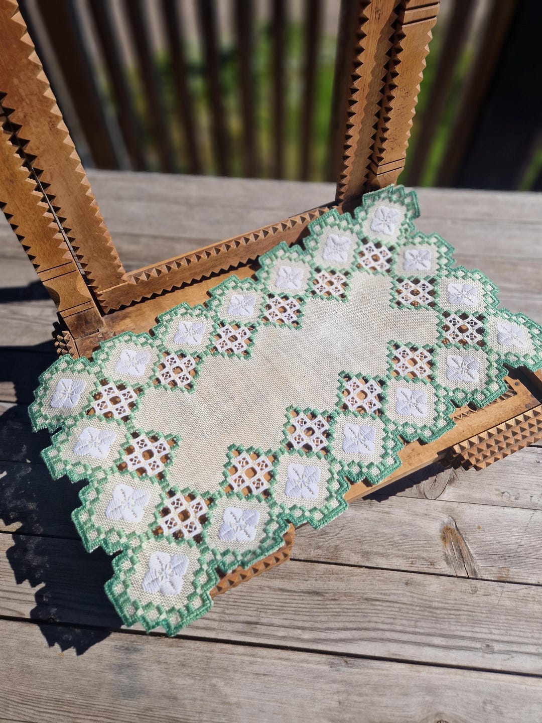 Norwegian Hardanger Table Runner | Natural Linen Cutwork Embroidery ...