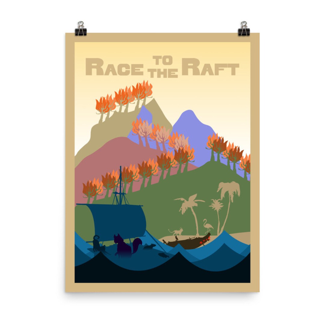 Race to the Raft Board Game Poster Minimalist Travel Wall Art ...