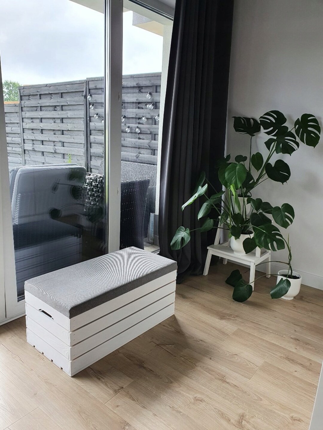 Storage Bench Upholstered Chest Crate Box Storage Box With Seat Wooden ...