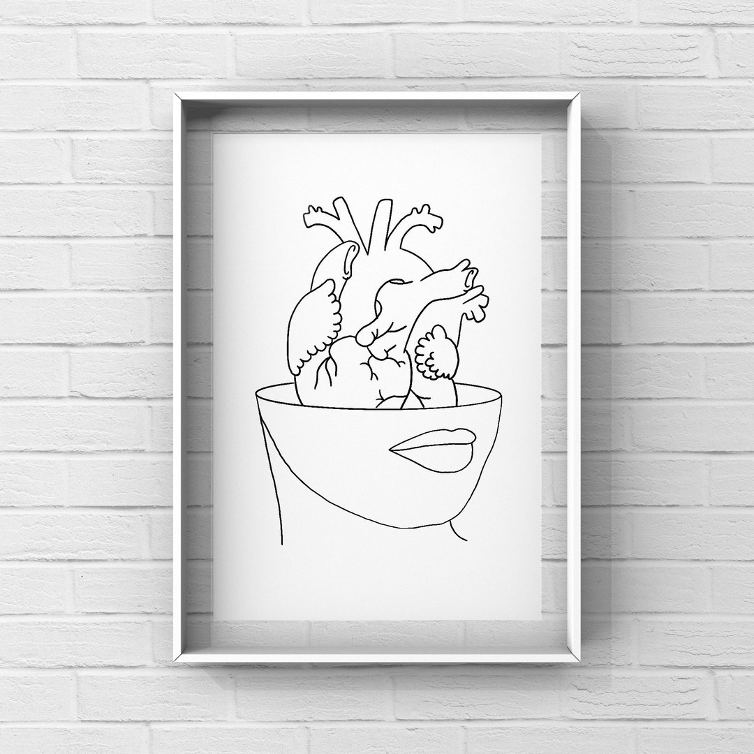 DOWNLOAD Heart in Head Art Print, Anatomy Heart, Doctor Office Decor ...
